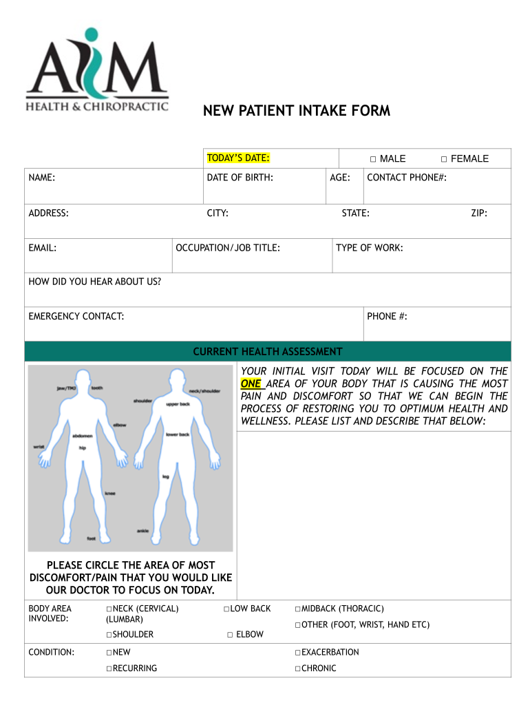 Fillable Online AIM Intake Form - Revised - Jan3 (1) TEAL Fax Email ...