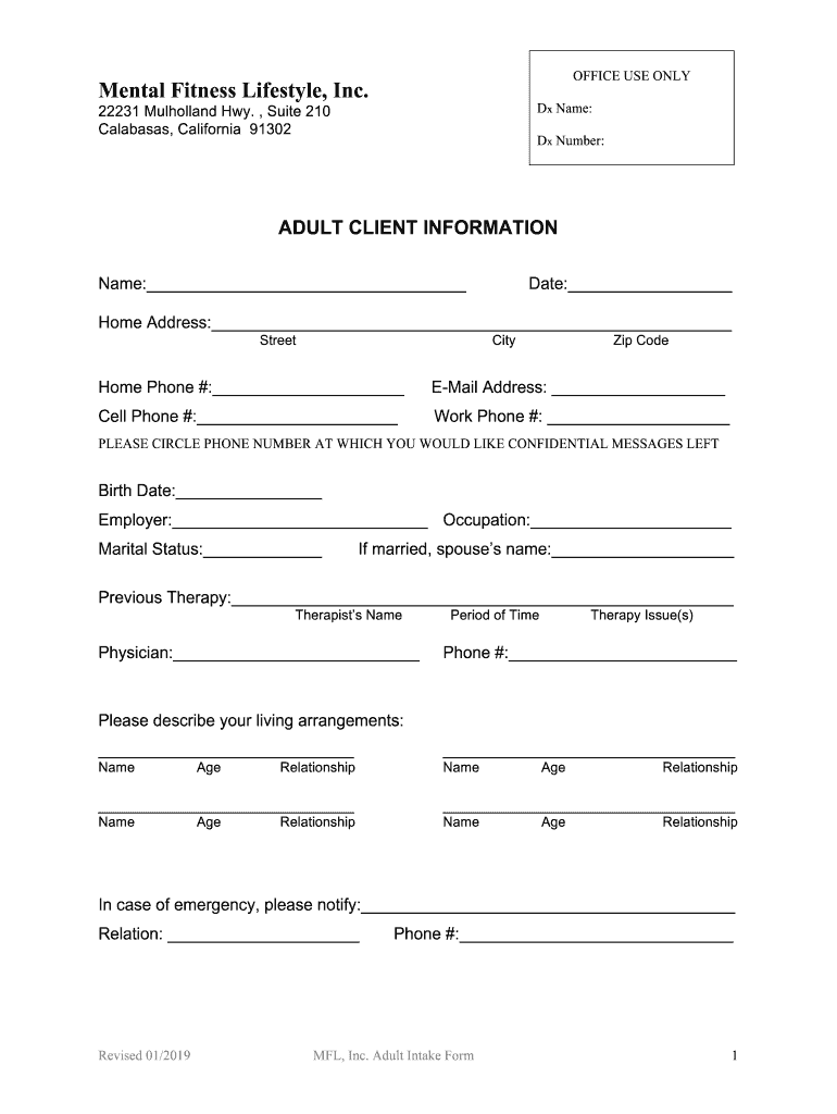 Fillable Online ADULT INFORMATION FORM TEMPLATE.doc Fax Email Print ...