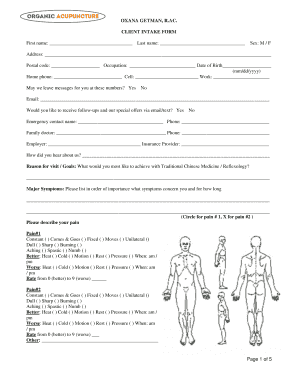 Fillable Online OXANA GETMAN, R.AC. CLIENT INTAKE FORM Fax Email Print ...