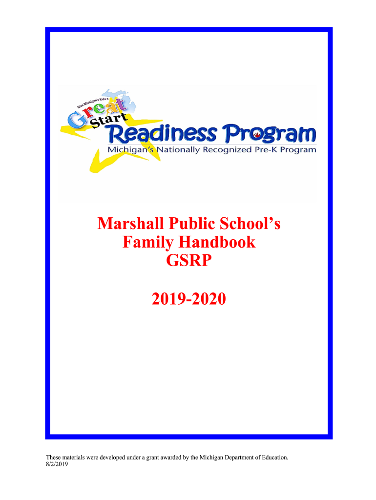 Fillable Online Great Start Readiness Program (GSRP) Sample ...