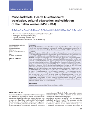 Fillable Online Translation and validation of the italian version of ...