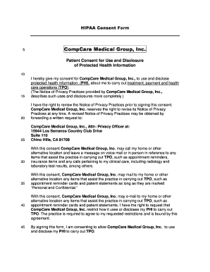 Fillable Online HIPAA Compliance Patient Consent Form Our Notice of ...