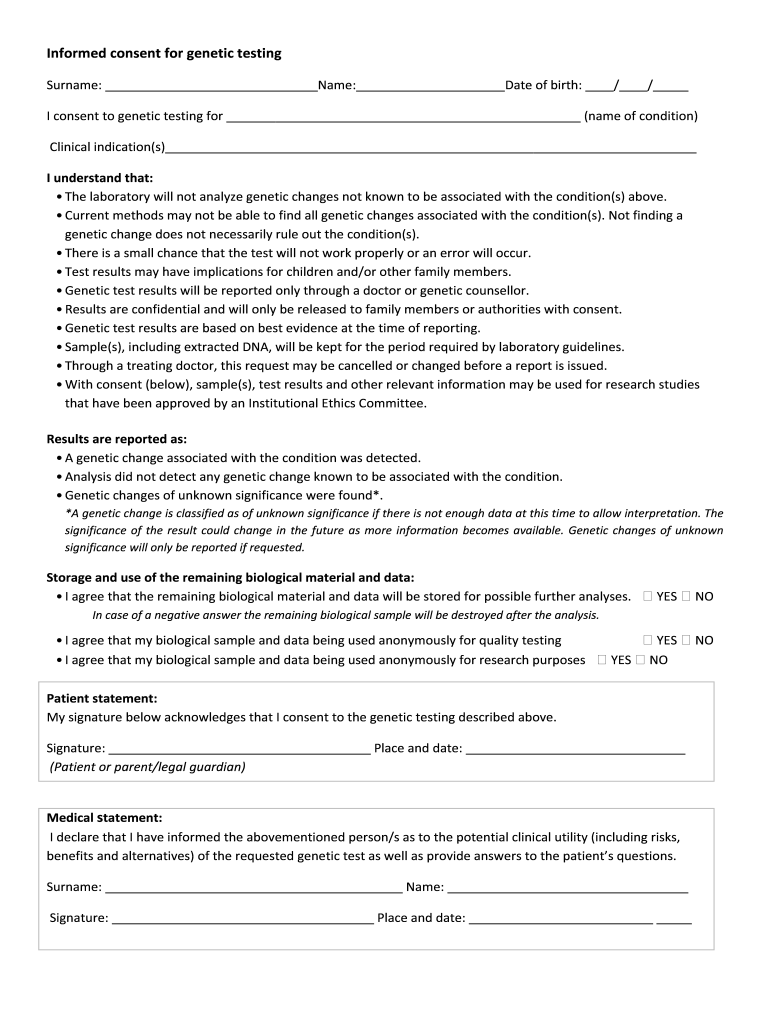 Fillable Online Genetic Testing Requisition Form Fax Email Print ...