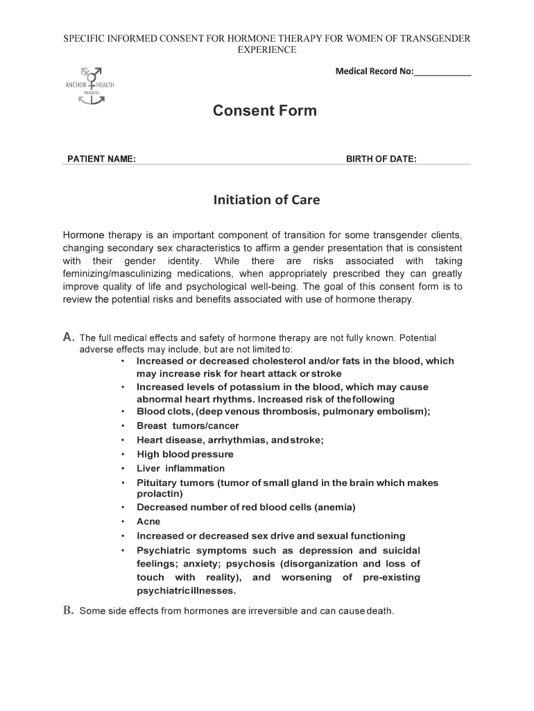 Fillable Online Informed Consent in the Medical Care of Transgender and ...