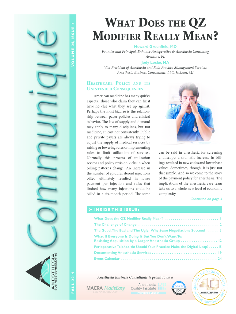 Fillable Online What Does the QZ Modifier Really Mean?Anesthesia ...