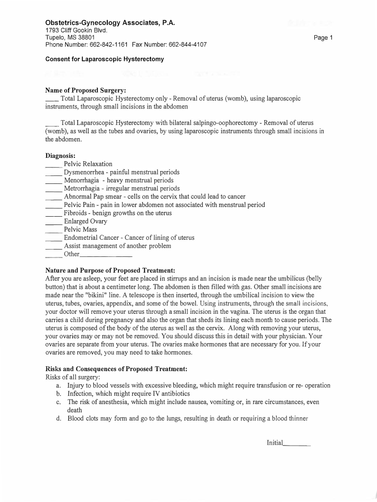 Fillable Online Obstetrics-Gynecology Associates, P.A. 1793 Cliff ...