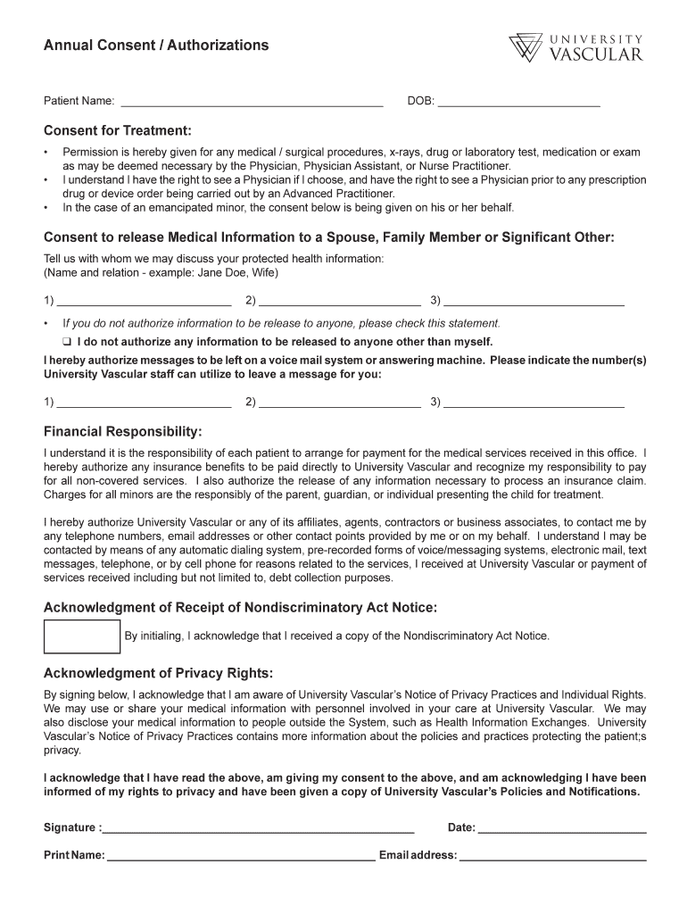 Fillable Online Permission is hereby given for any medical / surgical procedures, x-rays, drug ...