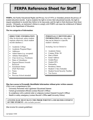 Fillable Online FERPA Reference Sheet for Staff - Ferris State University Fax Email Print ...