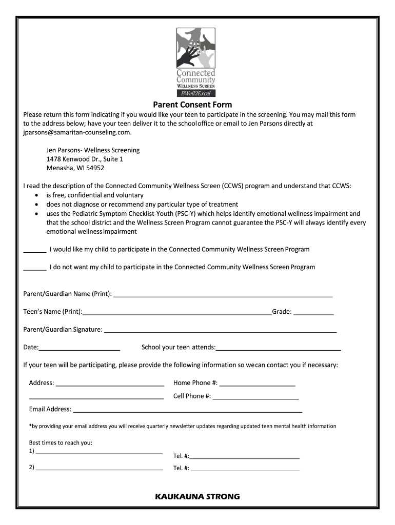 Wellness Screening Consent Form: Fill out & sign online | DocHub