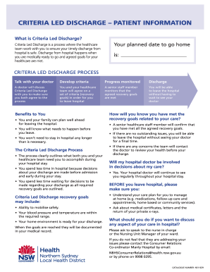 Fillable Online Developing a Process for Criteria-Led Discharge ...