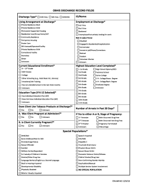 Fillable Online OBHIS DISCHARGE RECORD FIELDS Fax Email Print - pdfFiller