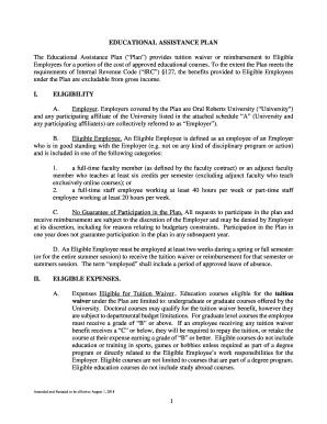 Fillable Online The Educational Assistance Plan (Plan) provides tuition ...