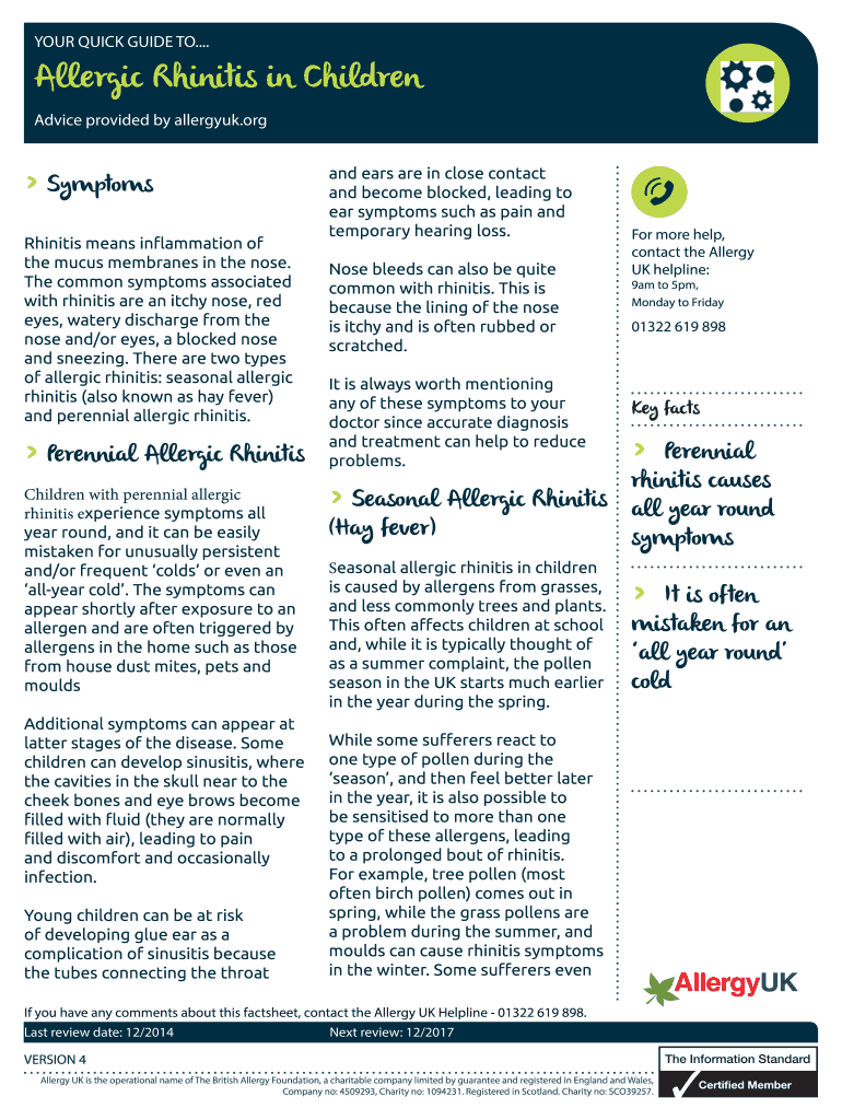 Fillable Online The diagnosis and management of rhinitis: An ...