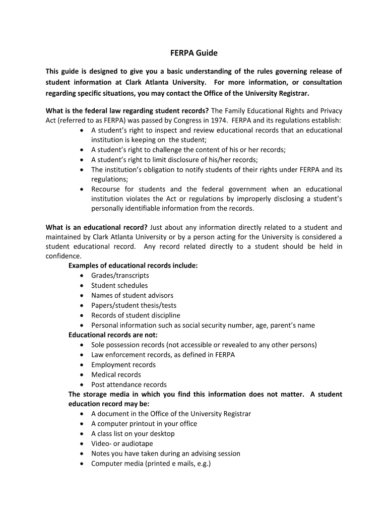 Fillable Online The principals Guide to Understanding FERPA Fax Email ...