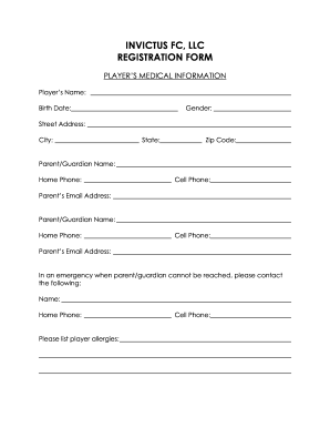 Fillable Online INVICTUS FC, LLC REGISTRATION FORM Fax Email Print ...