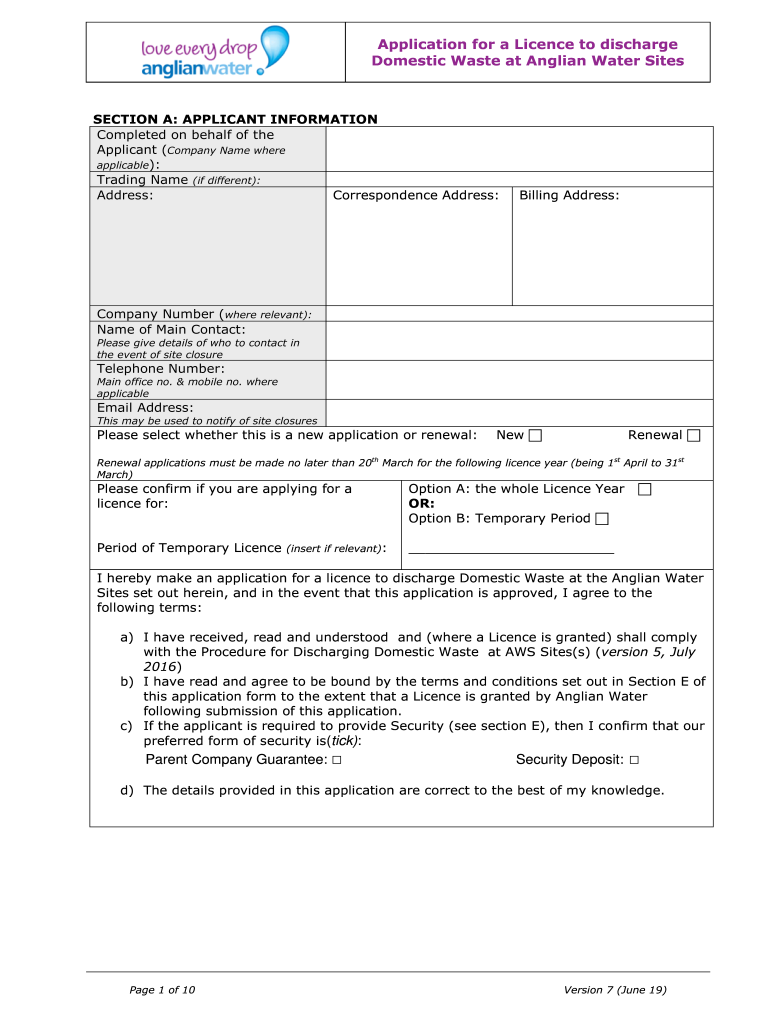 Fillable Online Application form Trade Effluent Licence - Irish Water ...