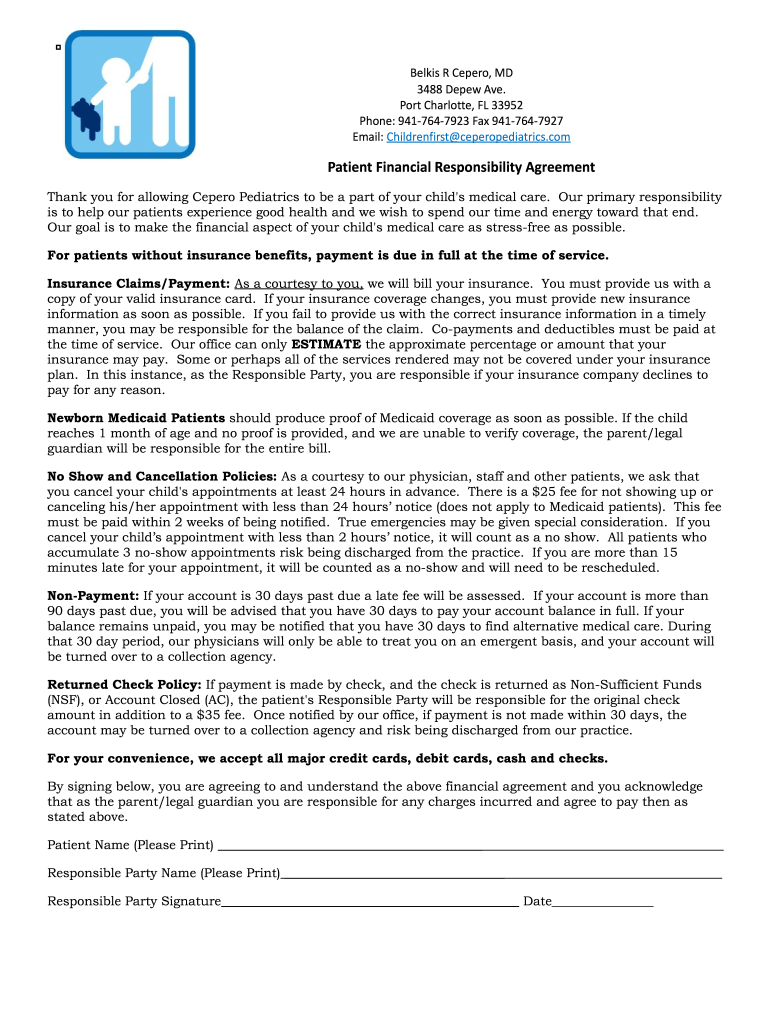 Fillable Online Patient Financial Responsibility Agreement - Cepero ...