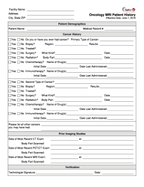 Fillable Online History - MRI Oncology Patient History ENGLISH - Rev ...