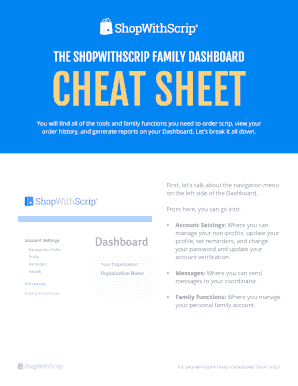 Fillable Online Family Dashboard Cheat Sheet - Shop With Scrip Fax Email Print - pdfFiller