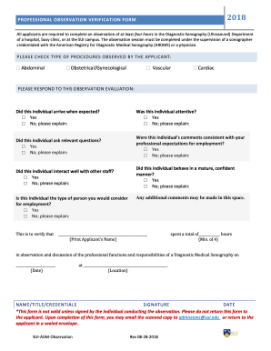 Fillable Online Professional Observation Verification Form Fax Email Print - pdfFiller