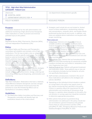 Fillable Online High Alert Medications/Independent Double Check - Tenet ...