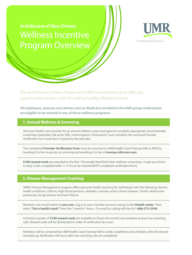 Fillable Online The Archdiocese of New Orleans and UMR have teamed up ...