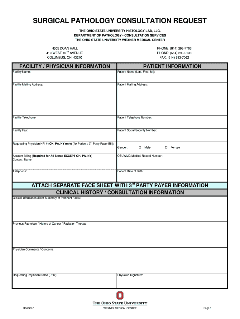 Fillable Online SURGICAL PATHOLOGY CONSULTATION REQUEST Fax Email Print - pdfFiller