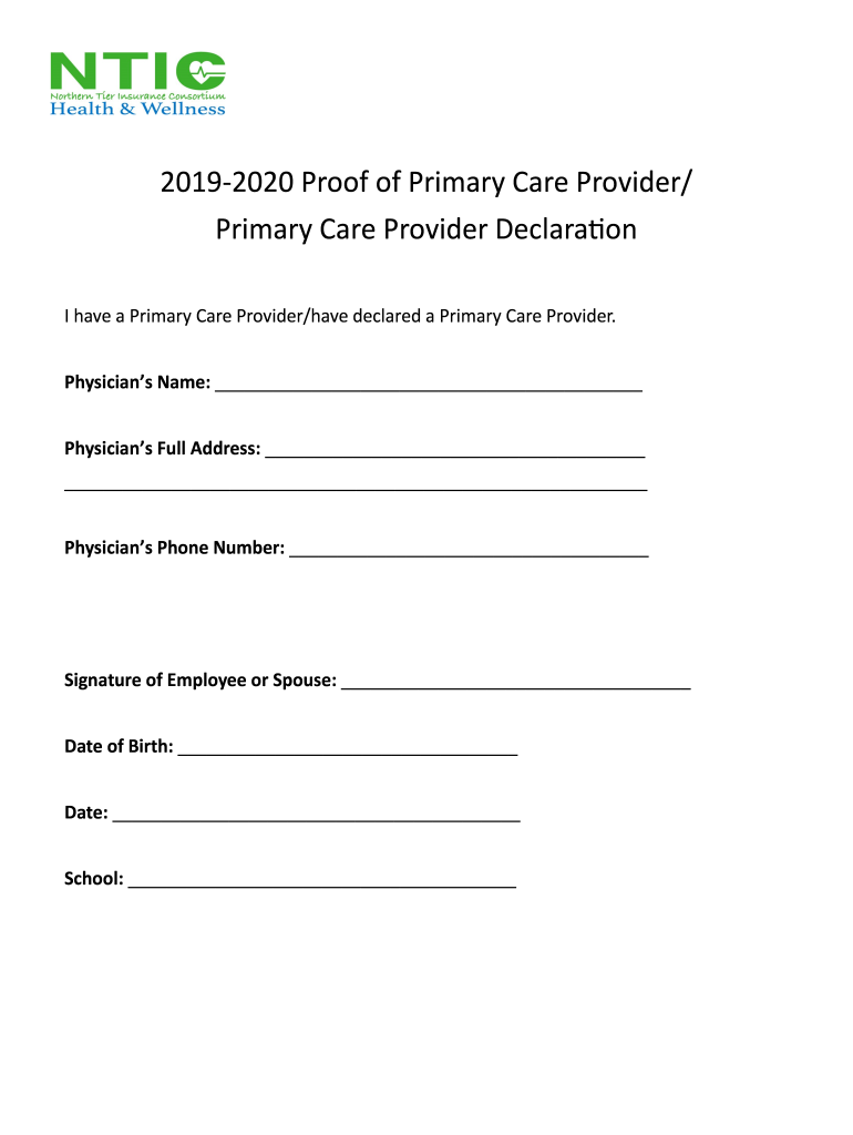 Fillable Online Primary Care Provider Declaration Fax Email Print ...