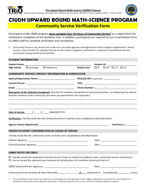 Fillable Online Community Service Verification Form 2019 Fax Email Print - pdfFiller