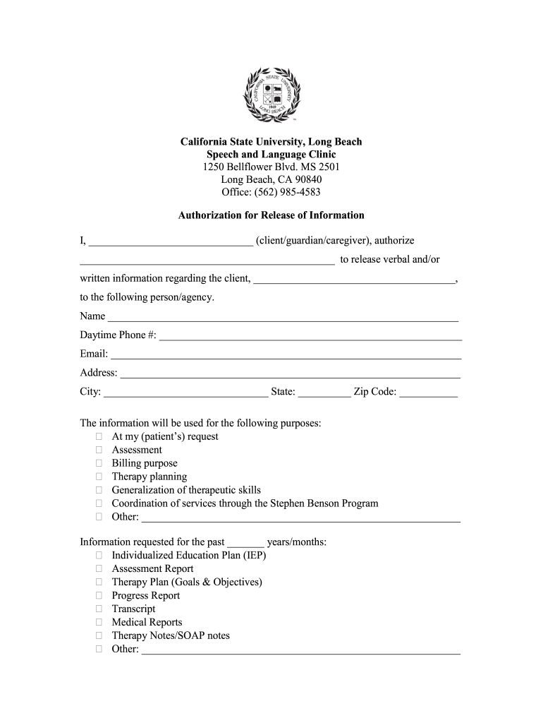 Fillable Online Authorization - Release of Information.docx Fax Email Print - pdfFiller