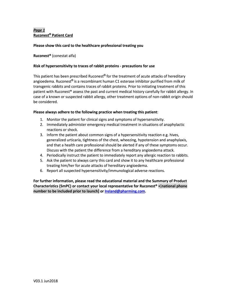 Fillable Online Ruconest - European Drugs Reference Encyclopedia Fax ...