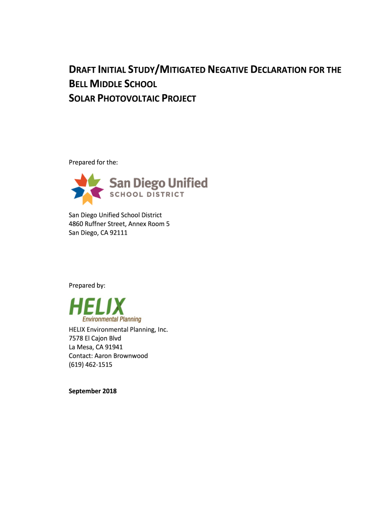 Fillable Online DRAFT INITIAL STUDY/MITIGATED NEGATIVE DECLARATION FOR THE Fax Email Print ...