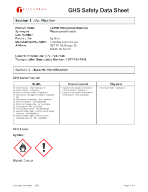 Fillable Online GHS Safety Data Sheet - Global Industrial Fax Email ...