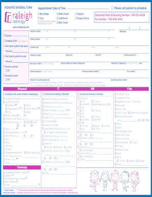 Fillable Online Pediatric Referral Form - Raleigh Radiology Fax Email ...