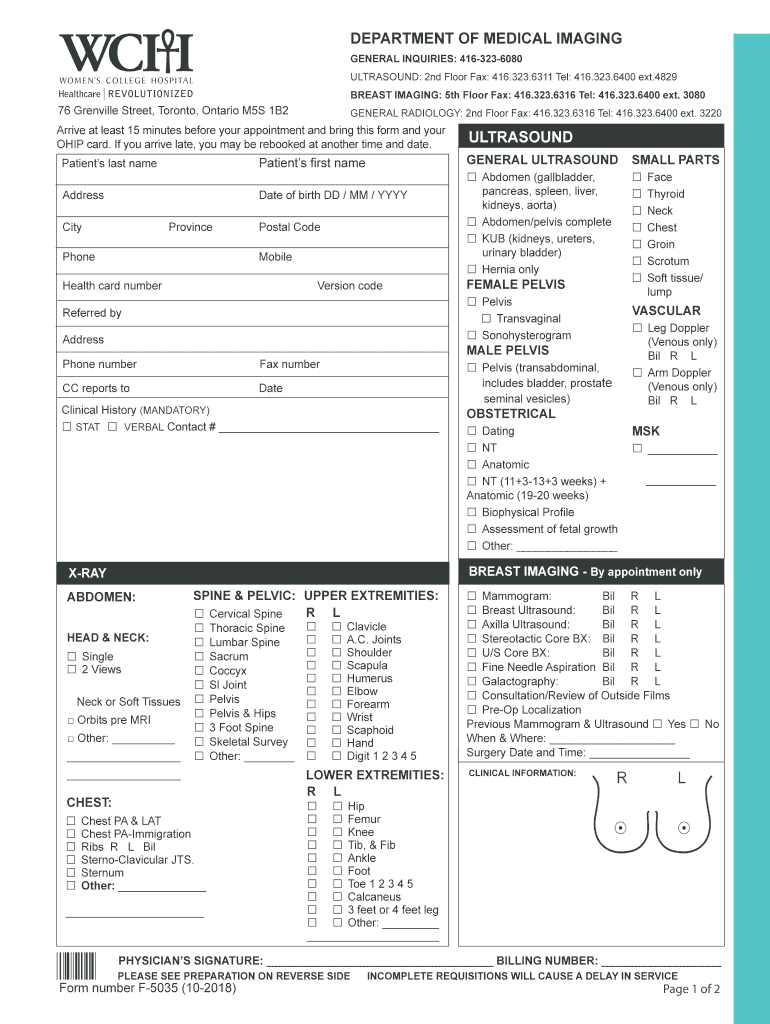 Fillable Online F5035 MEDICAL IMAGING REQUISITION DS - Women's ... Fax ...