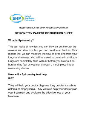 Fillable Online SPIROMETRY PATIENT INSTRUCTION SHEET What is ... Fax ...
