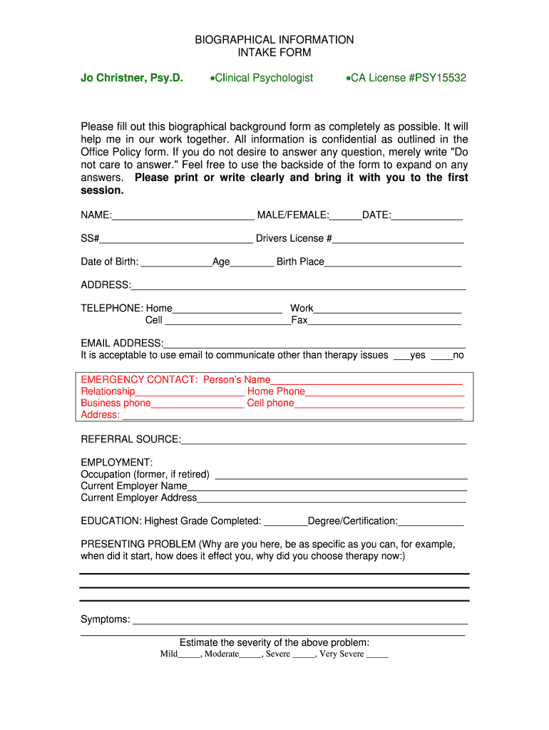 Fillable Online About Dr. Jo - Dr. Jo, Licensed Clinical Psychologist ...