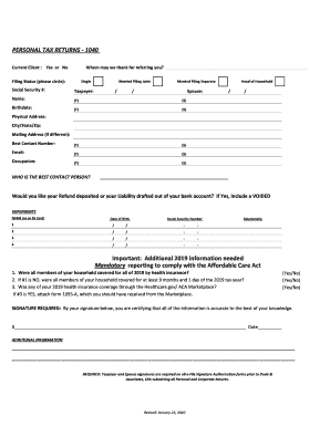 Fillable Online Personal and Corporate Client Intake Forms.xlsx Fax ...