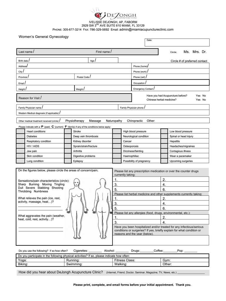 Fillable Online Women's Gynecology.docx Fax Email Print - pdfFiller