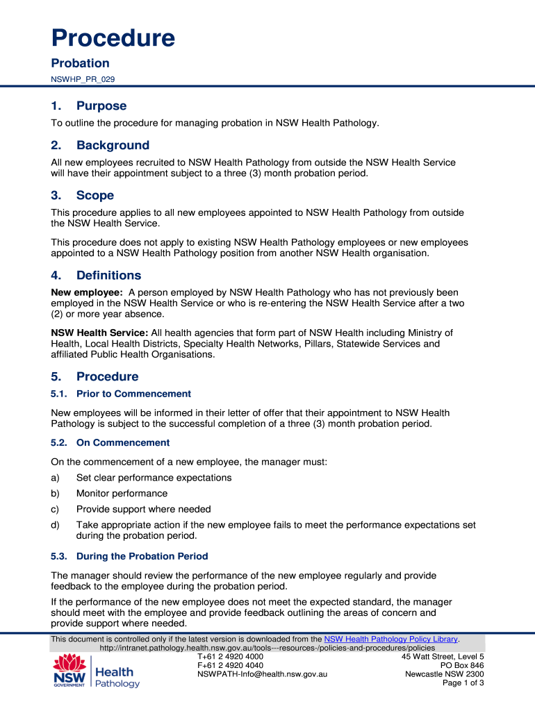 Fillable Online Procedure - NSW Health Pathology Fax Email Print ...