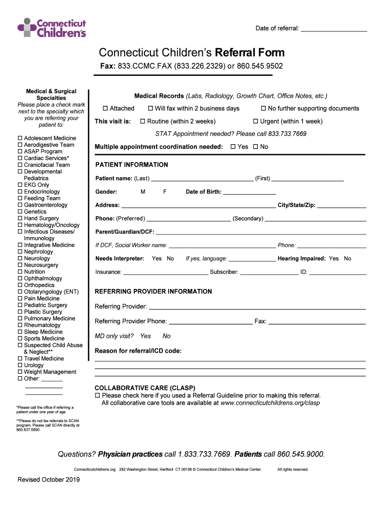 Ccmc Referral Form - Fill Online, Printable, Fillable, Blank | pdfFiller
