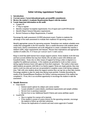 Academic Advising Form Template | pdfFiller