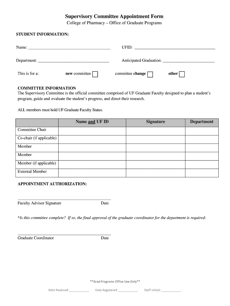 Fillable Online Supervisory Committee Appointment Form Fax Email Print ...