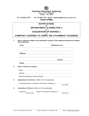 Fillable Online Victorian Pharmacy Authority Form VP39a NOTIFICATION ...