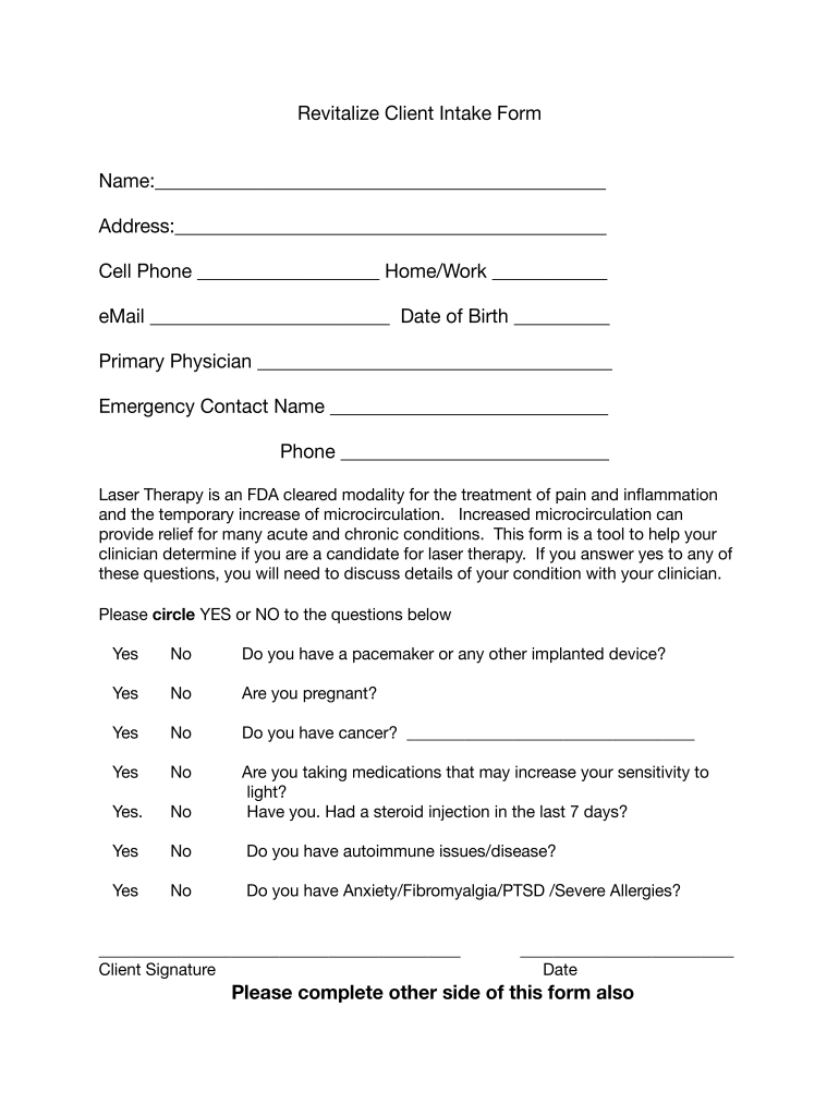 New Patient Intake Form Aesthetic and Laser Treatments: Fill out & sign ...