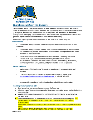 Fillable Online QUICK REFERENCE SHEET FOR STUDENTS Fax Email Print - pdfFiller