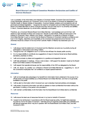 Fillable Online Board Directors and Board Committee Members Declaration ...