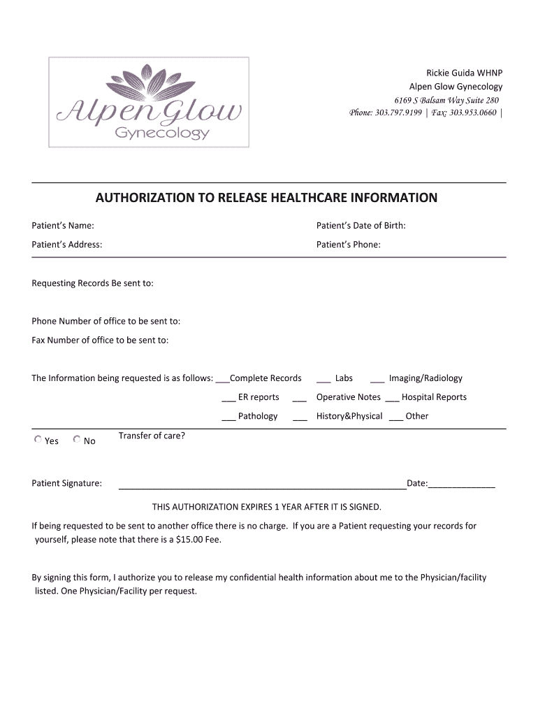 Fillable Online AUTHORIZATION FOR USE AND DISCLOSURE OF ... - PatientPop Fax Email Print - pdfFiller