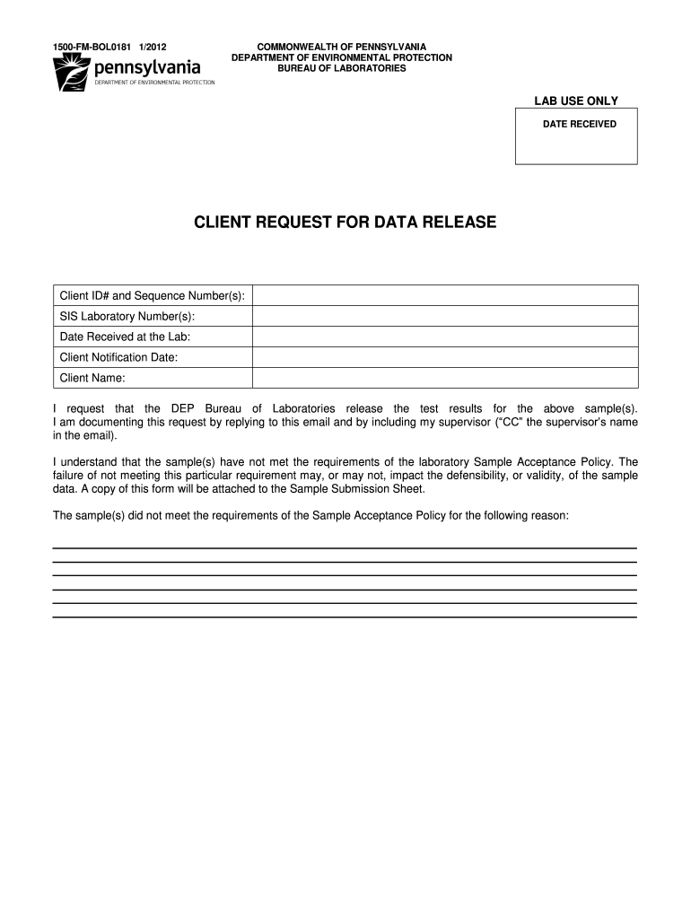 Fillable Online Dear Laboratory Director - State - PA DEP Fax Email ...