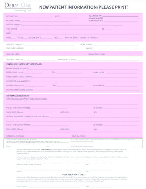 Fillable Online DermOne-Patient Information Release Form-updated Fax ...